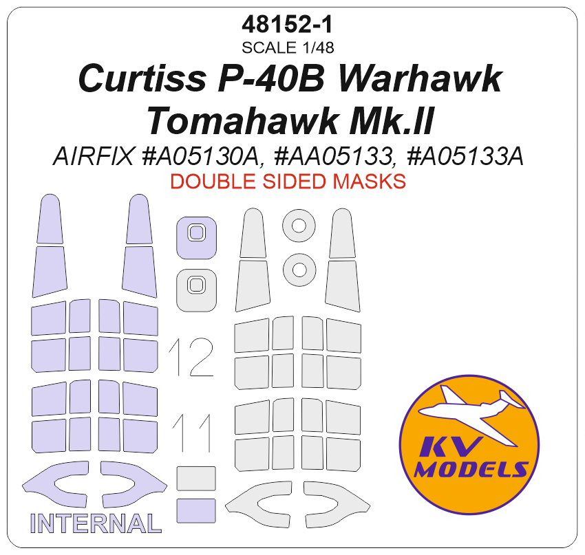 Curtiss P-40B Warhawk / Tomahawk Mk.II - canopy and wheels Double-sided ...