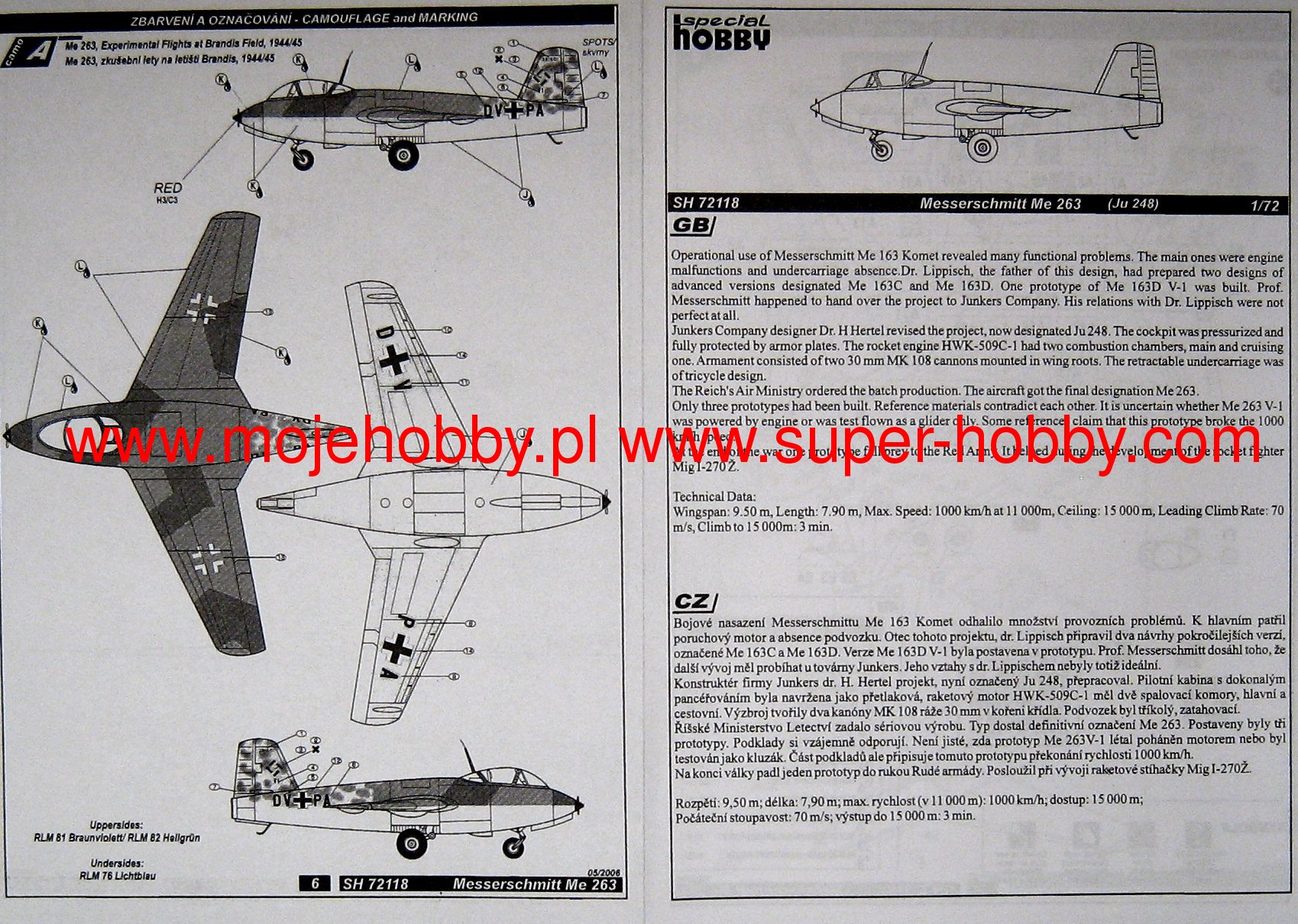 Messerschmitt Me 263 V-1 "German Rocket Fighter" with Scheuch Schlepper ...